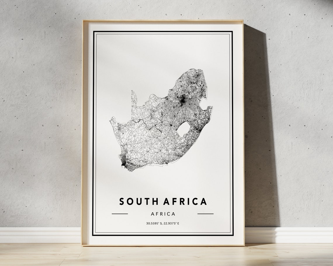 South Africa Map Print South Africa Map Poster South Africa - Etsy UK