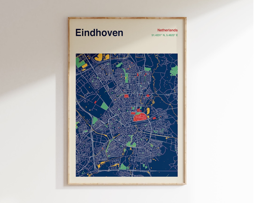 Eindhoven Map Print, Eindhoven Map Poster, Colour Eindhoven Map Wall ...