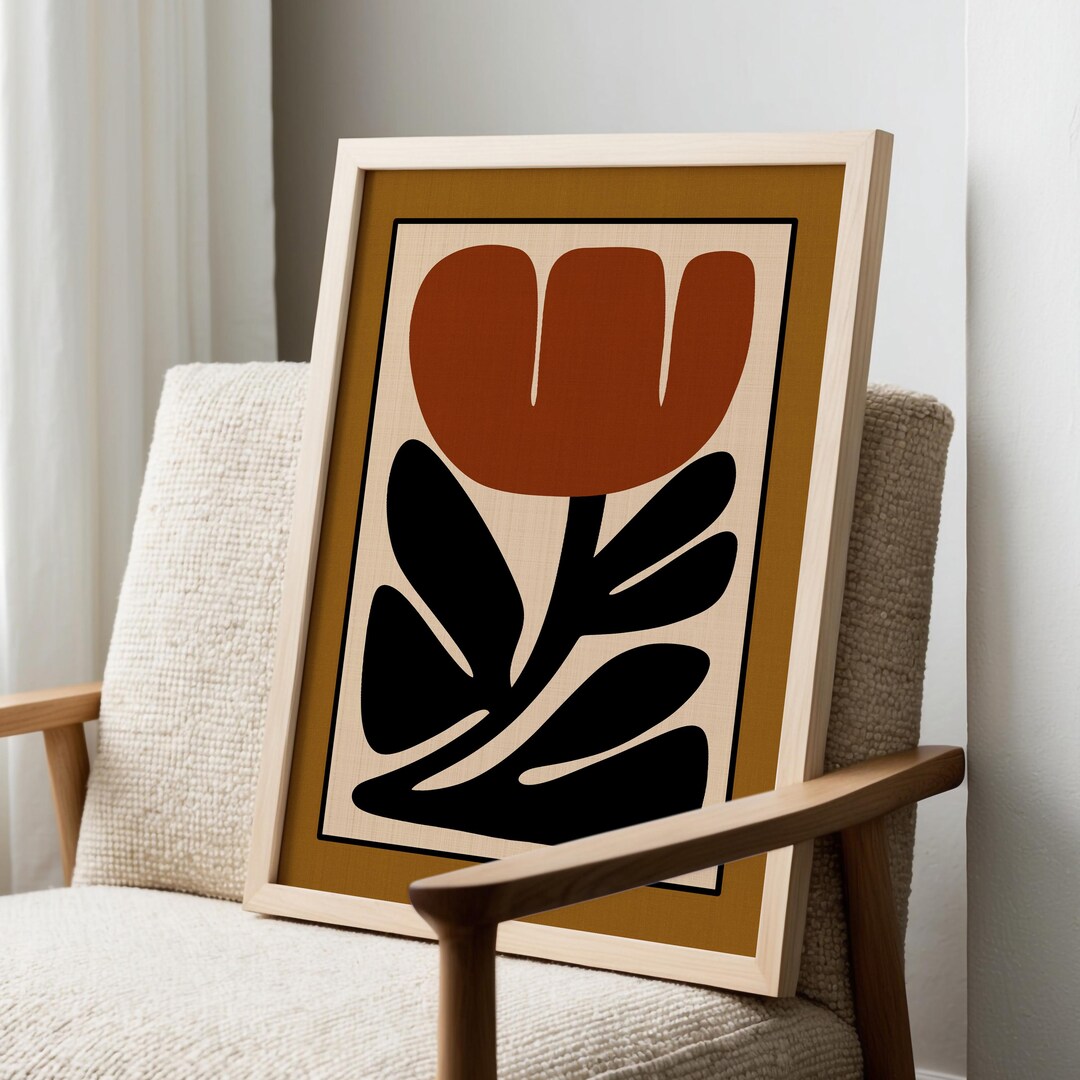 Retro Flower Art Print: Mid Century Wall Decor - Etsy