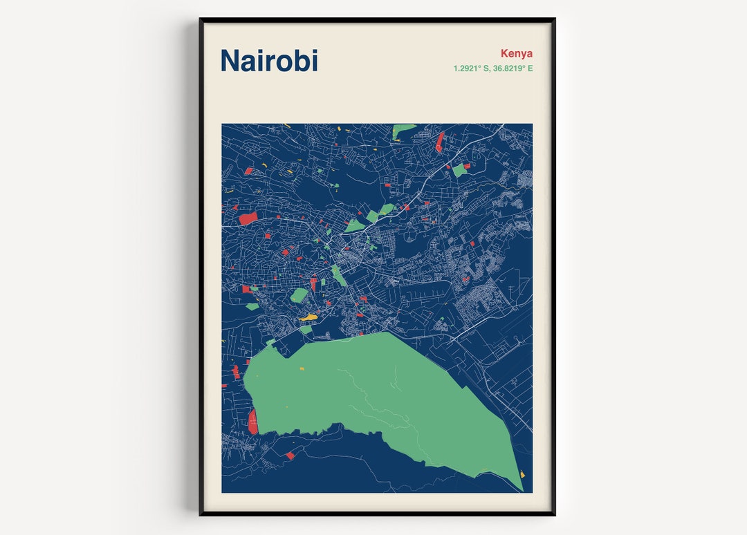 Nairobi Kenya Map Print, Nairobi Map Poster, Map of Nairobi, Nairobi ...