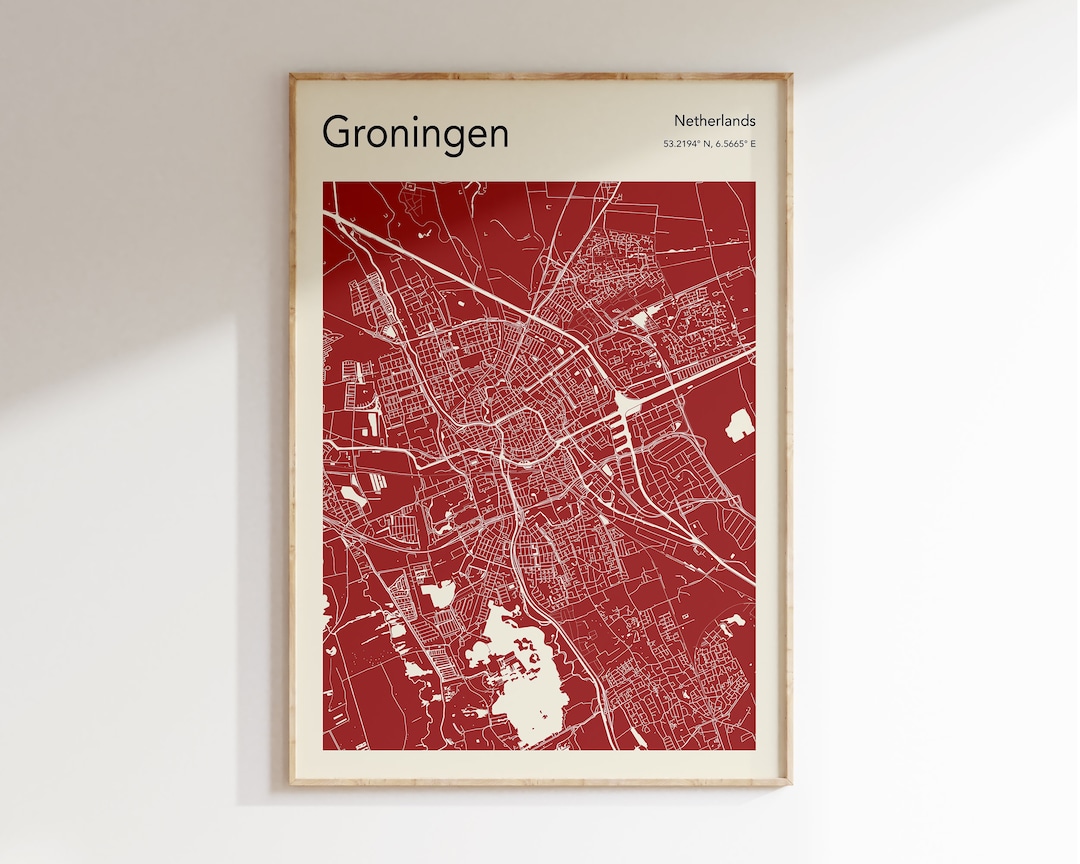 Groningen Map Poster, MORE COLOURS, Groningen Map Print, Colour ...