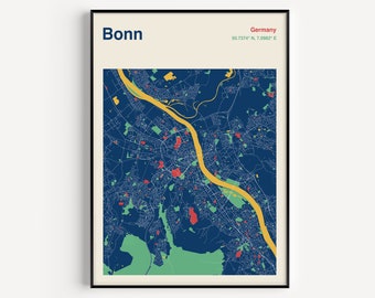 1911 Bonn Germany Antique Map - Etsy