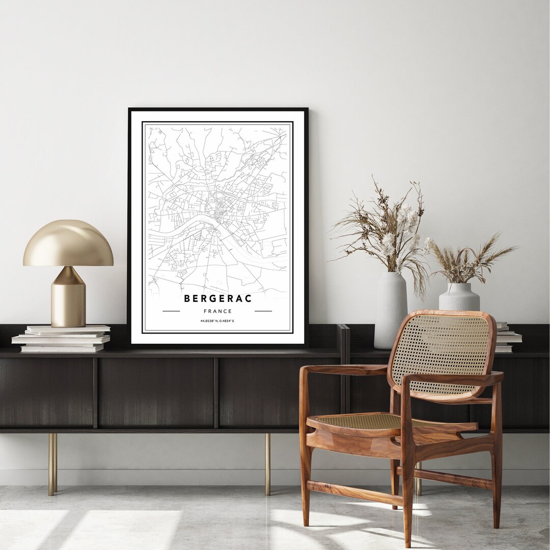 Bergerac City Map Print, Bergerac France Map Poster, Bergerac Map Wall ...