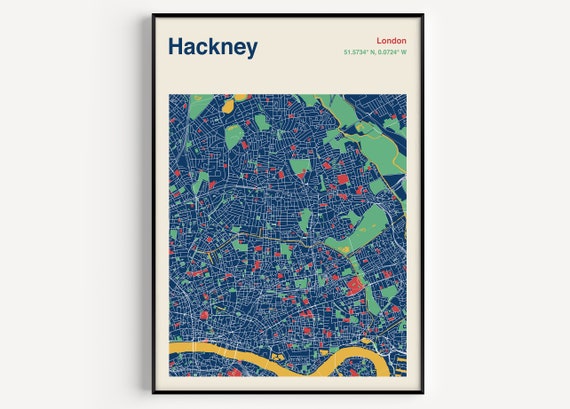 Hackney Map Print Hackney Map Poster Hackney London Map Wall - Etsy