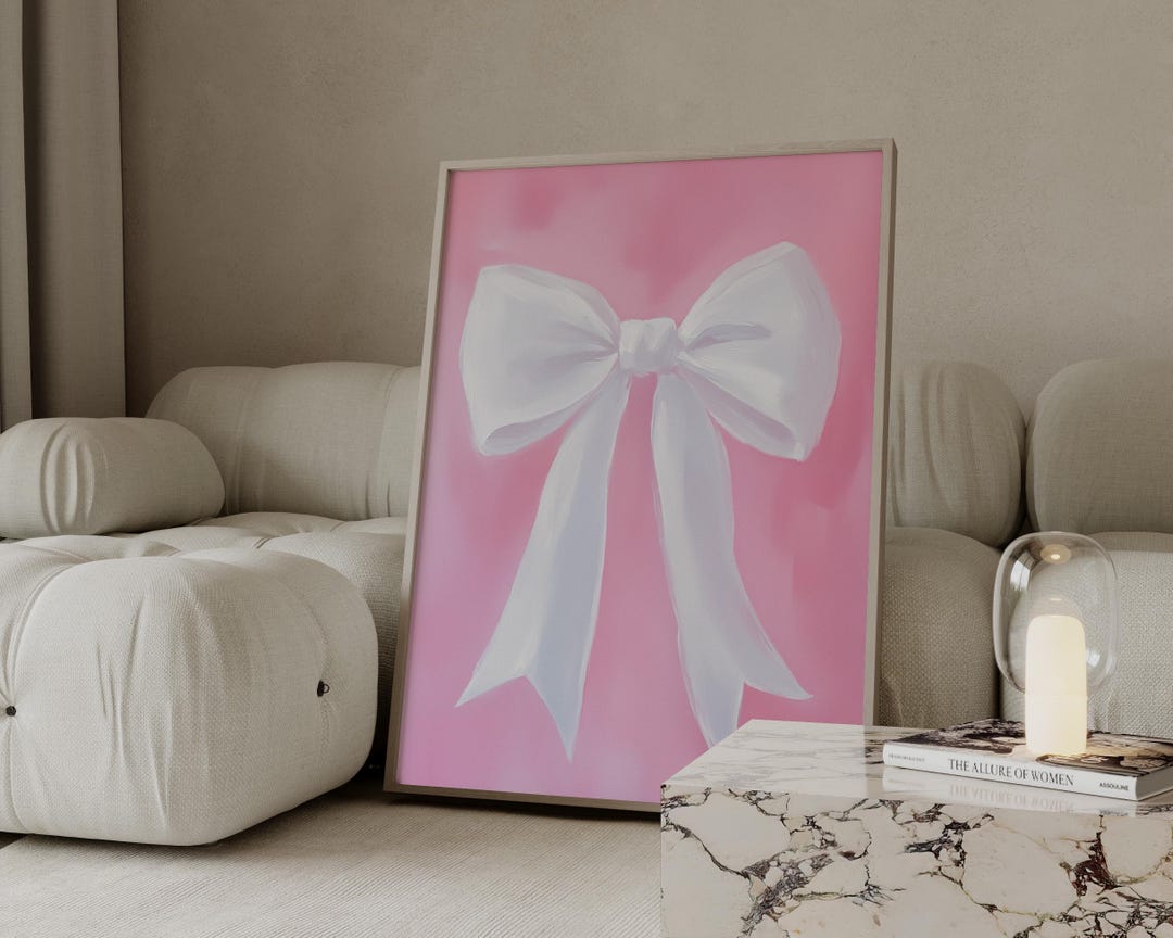 Pastel Coquette Bow Painting DIGITAL DOWNLOAD Print, Trendy Bow Wall ...