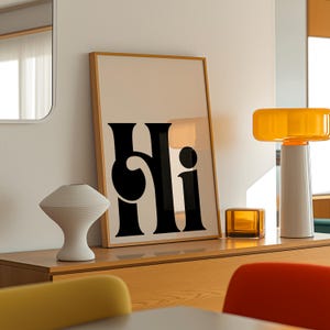 Hi Minimal Typography, Hello Art Print, Hallway Poster, Retro Hi ...