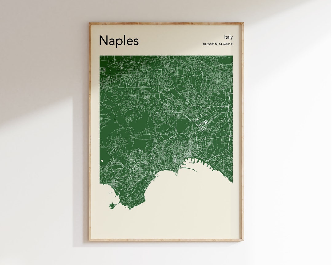 Naples Italy Map Print, MORE COLOURS, Naples Map Poster, Colour Naples ...