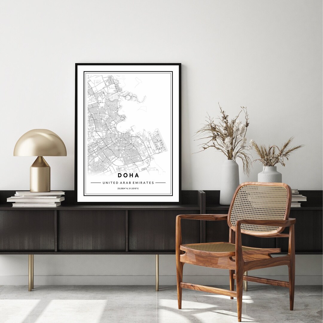 Doha UAE Map Print, Doha City Map Poster, Doha Map Wall Art, Custom Map ...