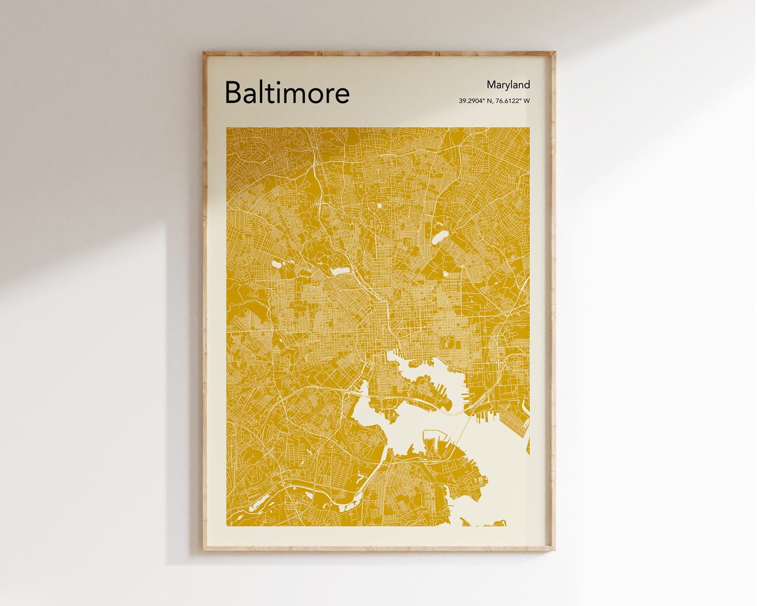 Stampa Mappa Mappa Baltimora, PIÙ COLORI, Poster Mappa Baltimora, Mappa ...