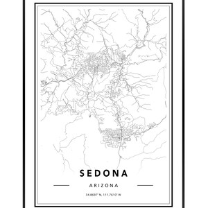 SEDONA AZ Map Print, Sedona Map Poster, Sedona Map Wall Art, Sedona Map ...