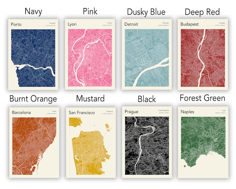 Custom City Map Print Set of 3: Modern Wall Art (digital Download) - Etsy
