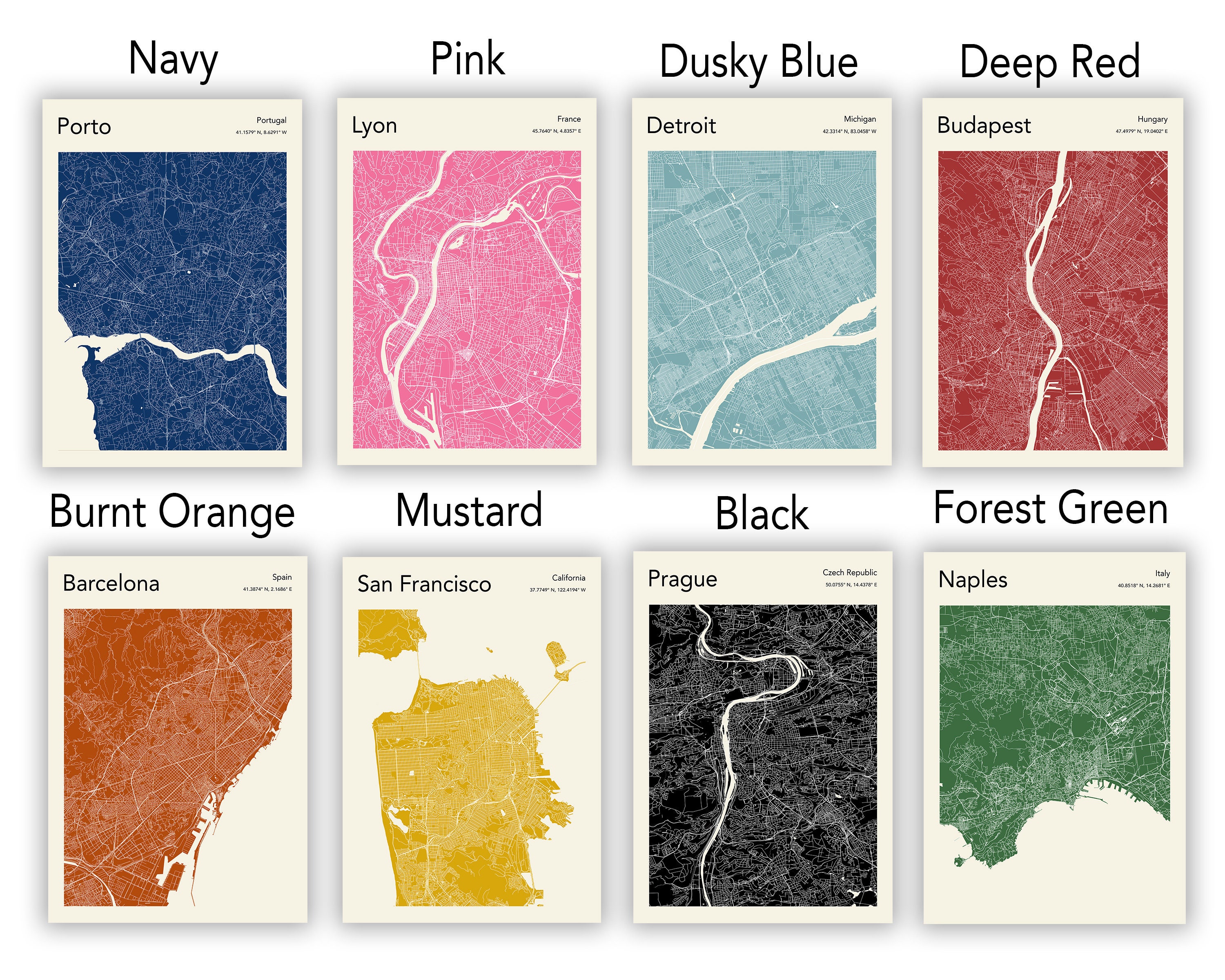 Set of 3 Custom Map Posters DIGITAL DOWNLOAD Maps Modern Map - Etsy UK