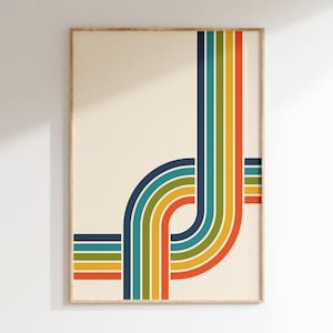 Retro 70s Rainbow Stripes Art Print: Groovy Bauhaus Poster - Etsy