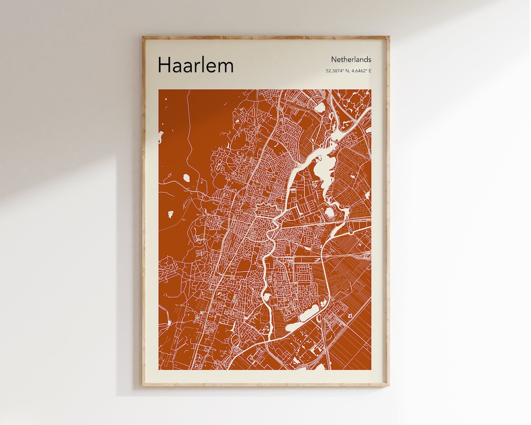 Haarlem Map Poster, MORE COLOURS, Haarlem Netherlands Map Print, Colour ...