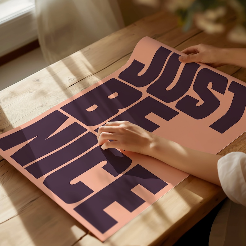Just Be Nice Poster: Retro Bold Typography Art Print - Etsy