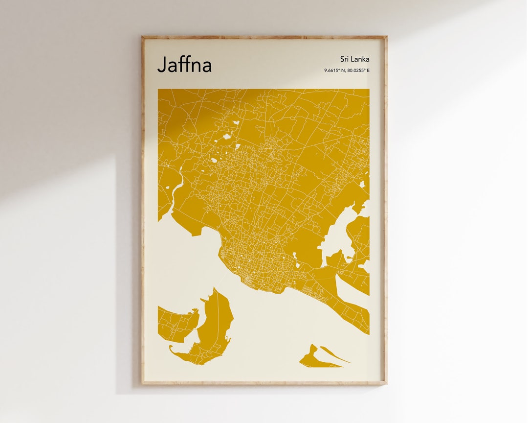 Jaffna Map Poster, MORE COLOURS, Jaffna Sri Lanka Map Print, Map of ...