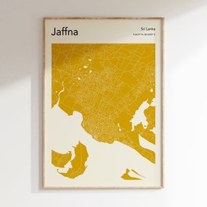 Jaffna Map Poster, MORE COLOURS, Jaffna Sri Lanka Map Print, Map of ...