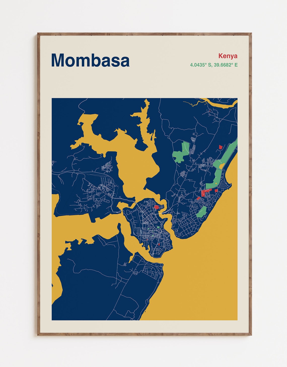 Mombasa Kenya Map Print Mombasa Map Poster Colour Map of - Etsy UK