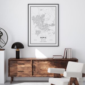 Tepic Mexico Map Print, Tepic Map Poster, Tepic Map Wall Art, Mapa de ...