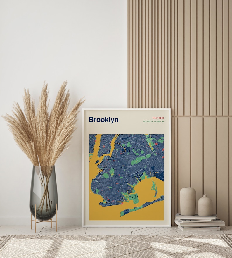 Brooklyn NY Map Print Brooklyn Map Poster Brooklyn Map Wall | Etsy