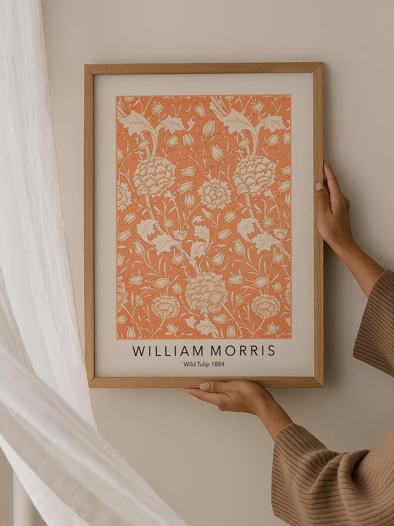 Vintage William Morris Art Print: Orange Botanical Pattern - Etsy UK