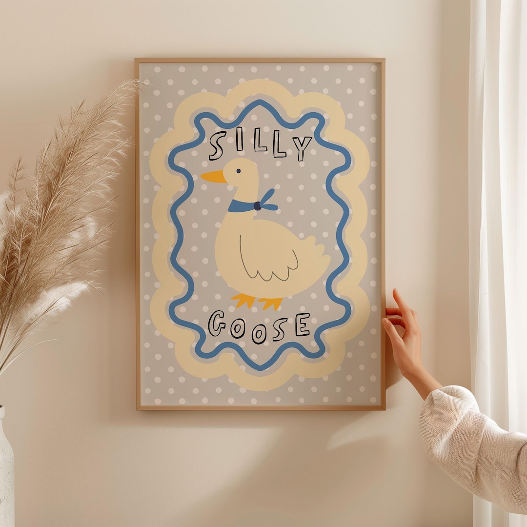 Silly Goose Nursery Print: Neutral Cottagecore Kids Room Art (digital ...