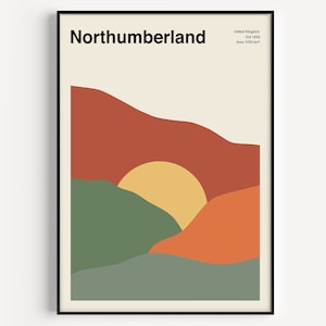 Northumberland National Park Poster, Mid Century National Park Travel ...