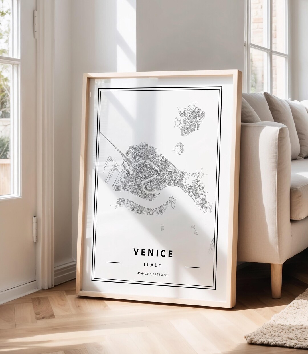 Venice Italy Map Art Print: Minimalist City Poster - Etsy