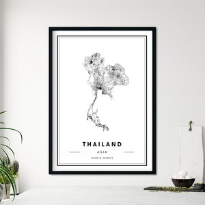 Thailand Map Print, Thailand Map Poster, Thailand Map Wall Art ...