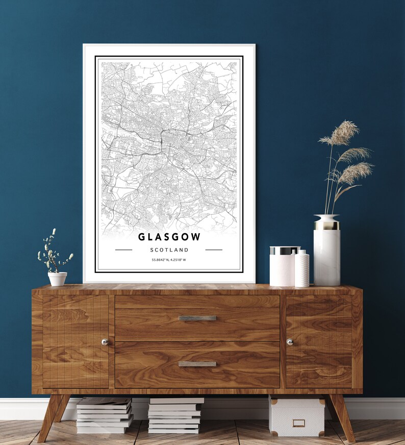 Glasgow Map Print Glasgow Map Poster Glasgow Map Wall Art - Etsy