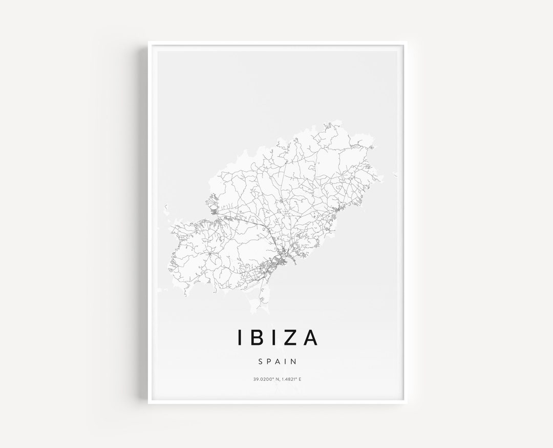 Minimal Ibiza Map Print, Ibiza Map Poster, Ibiza Island Map Wall Art ...