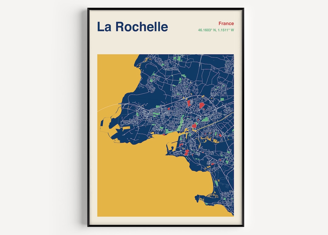 La Rochelle Map Print, Map of La Rochelle, La Rochelle Map Poster ...