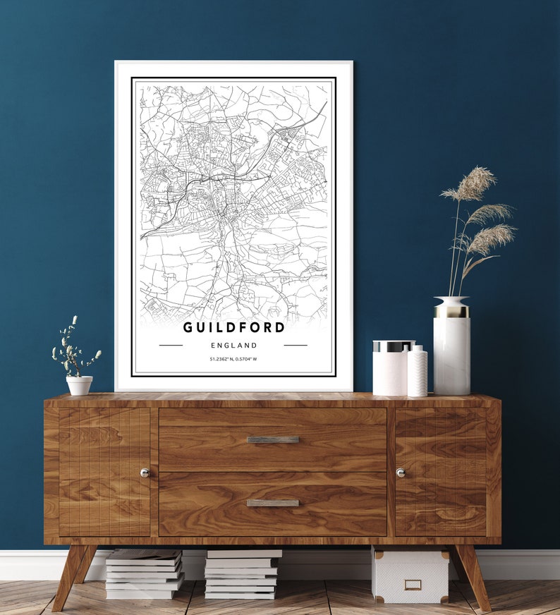 Guildford Map Print Guildford Map Poster Guildford Map Wall - Etsy