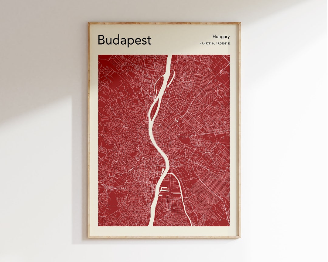 Budapest Map Poster, MORE COLOURS, Budapest City Map Print, Budapest ...