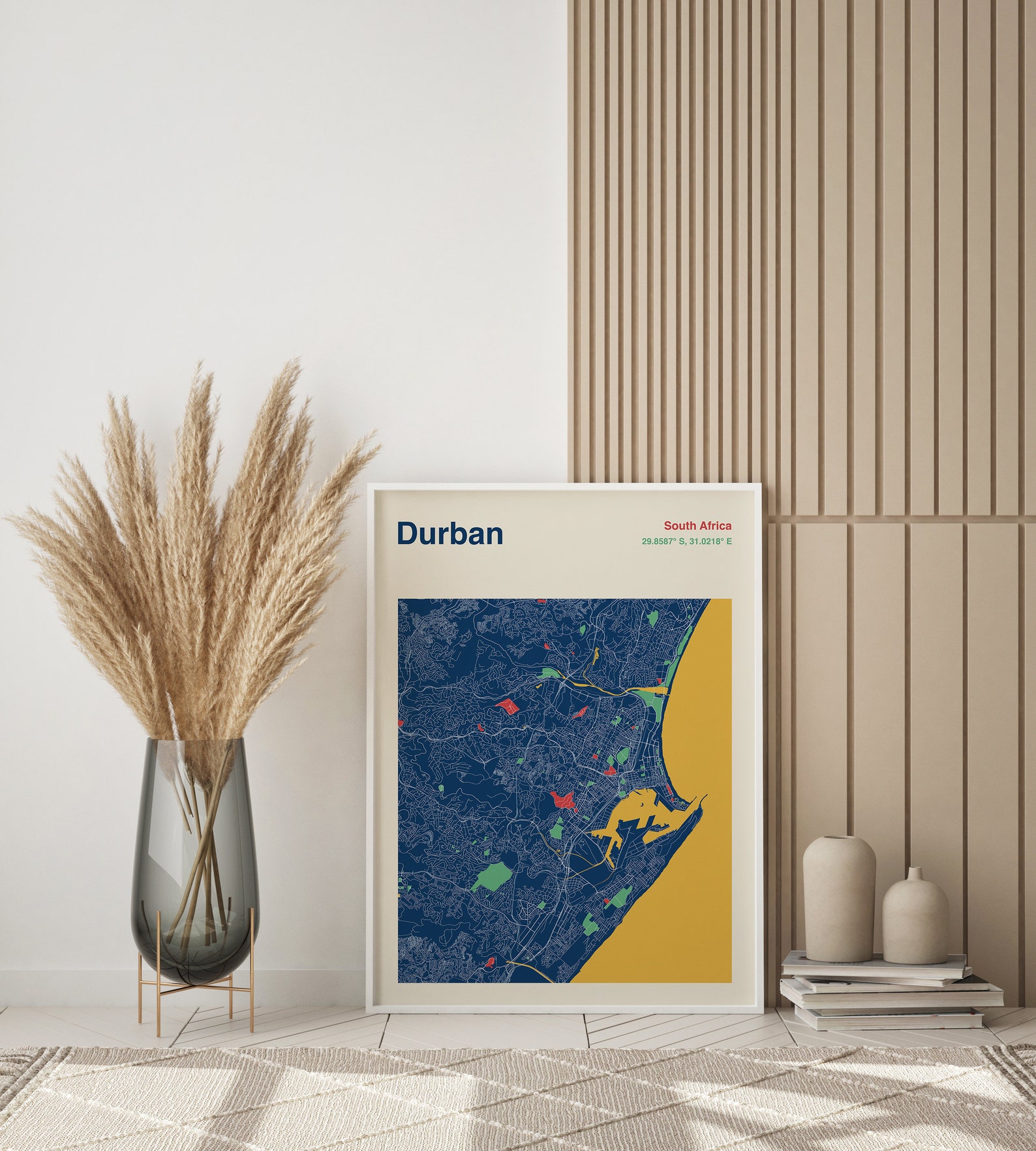Durban Map Print Durban Map Poster Colour Durban Map Wall | Etsy