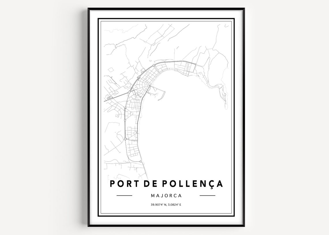 Port De Pollenca Map Print Majorca Map Poster Map of Port De | Etsy UK