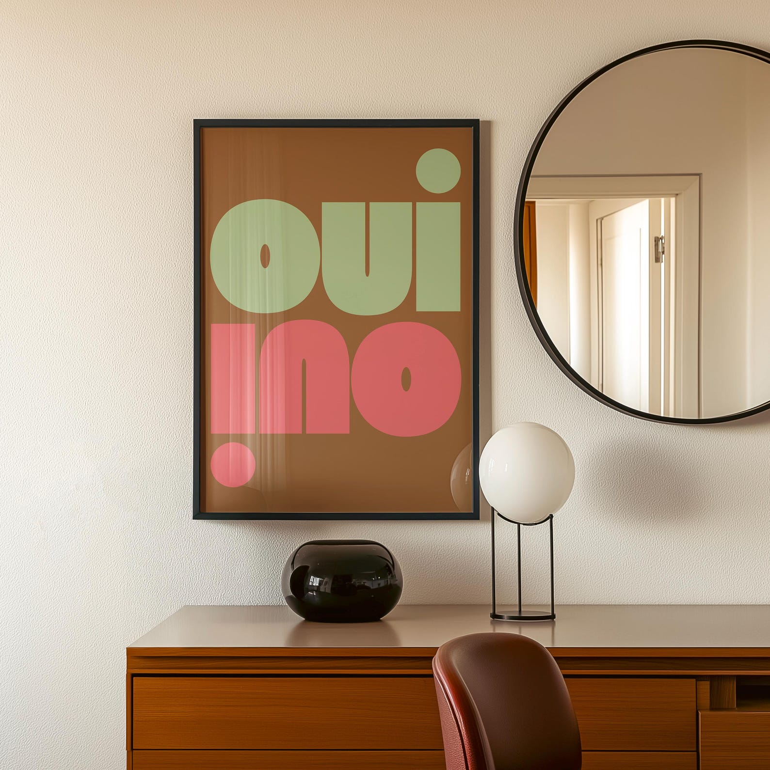 Oui Oui French Quote Print – Retro Typography Wall Art (digital ...