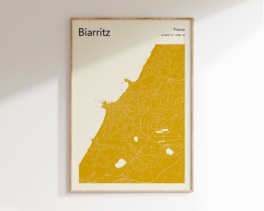Biarritz Map Poster, MORE COLOURS, Biarritz France Map Print, Colour ...