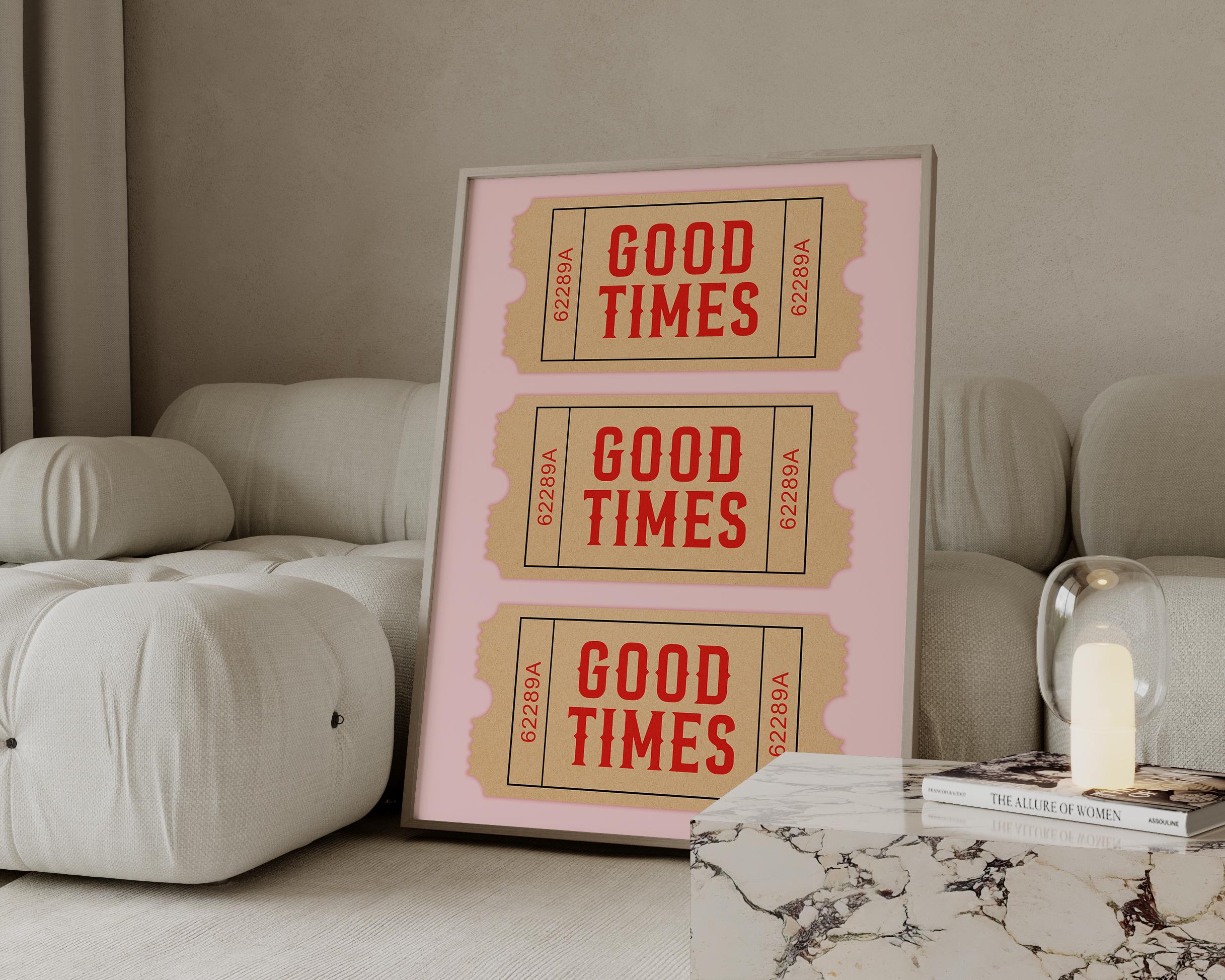 Retro Good Times Ticket Print, Trendy Pink Poster (digital Download) - Etsy