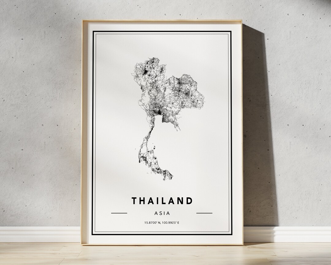 Thailand Map Print, Thailand Map Poster, Thailand Map Wall Art ...