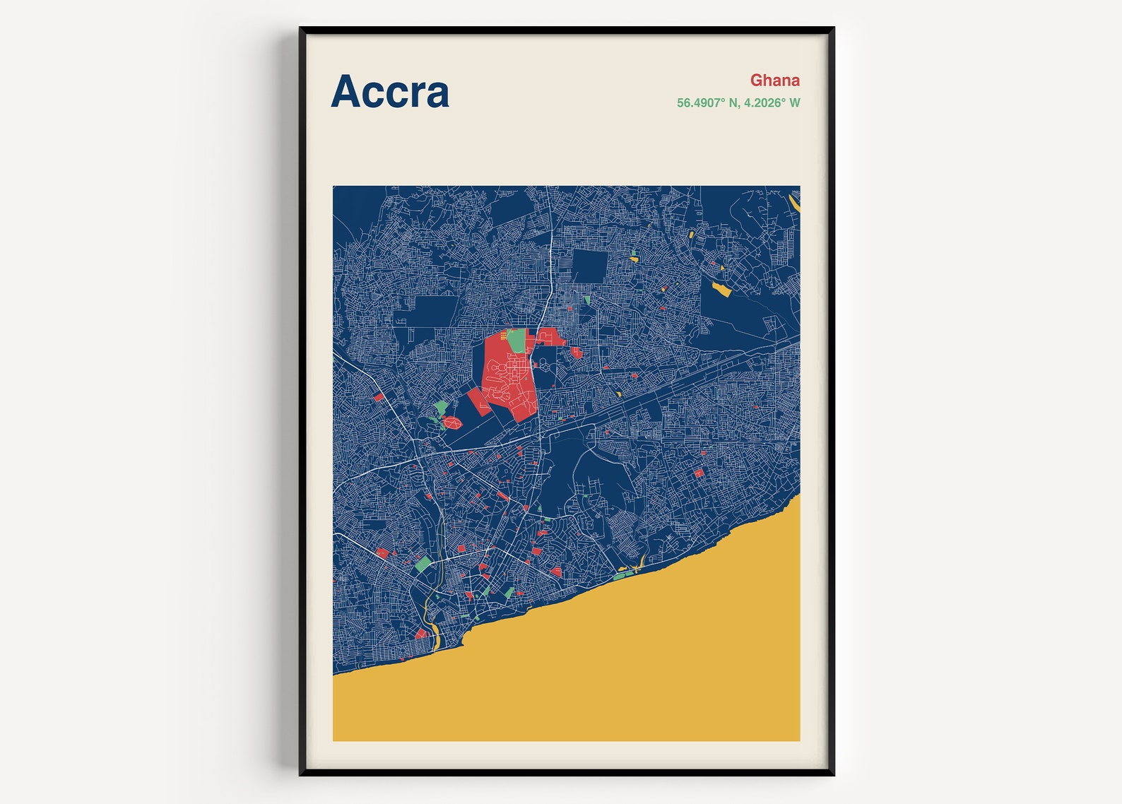 Accra Ghana Map Print Map of Acca Accra City Map Poster - Etsy