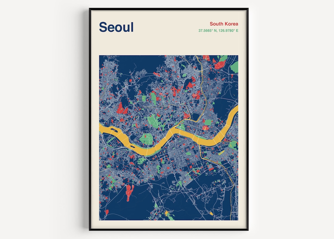 Seoul Map Print, Map of Seoul South Korea, Seoul City Map, Seoul Map ...