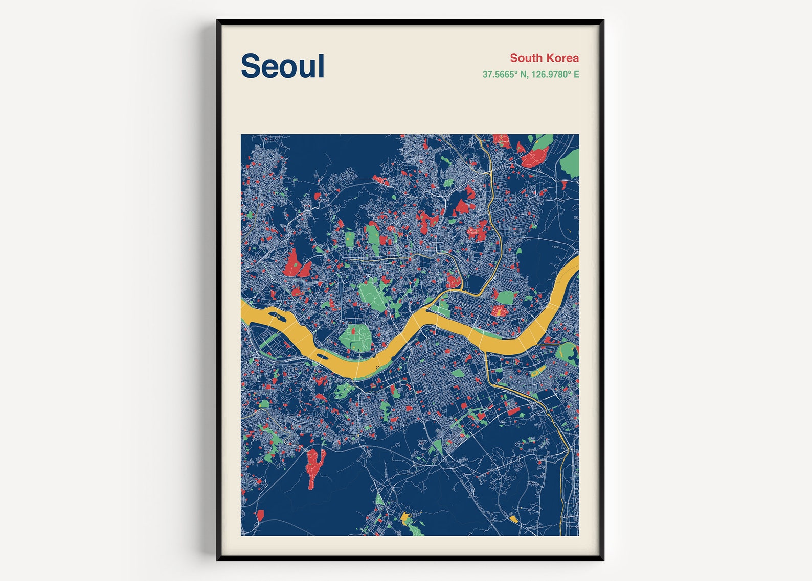 Seoul Map Print Map of Seoul South Korea Seoul City Map | Etsy