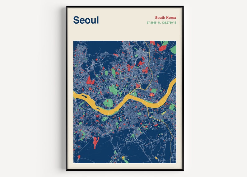 Seoul Map Print Map of Seoul South Korea Seoul City Map - Etsy