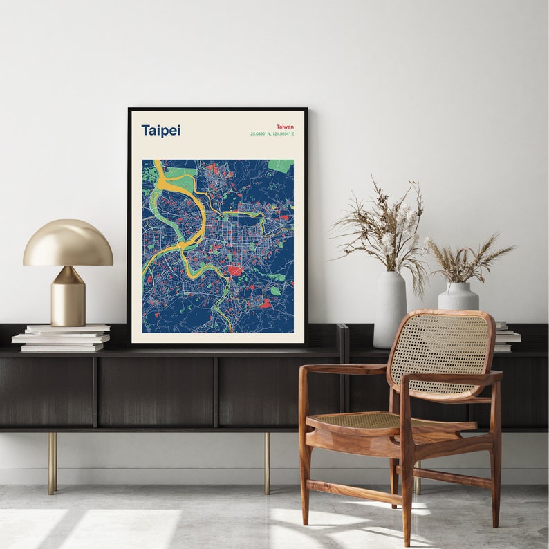 Taipei Taiwan Map Print Taipei Map Poster Taipei Map Wall - Etsy