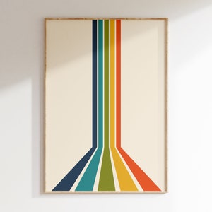 1970s Retro Rainbow Stripes Poster, Geometric 70's Aesthetic Art Print ...