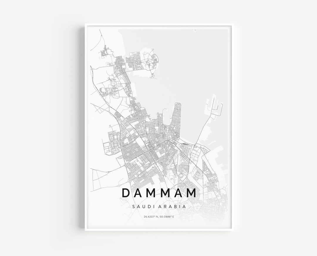 Minimal Dammam City Map Print, Dammam Map Poster, Dammam Map Wall Art ...