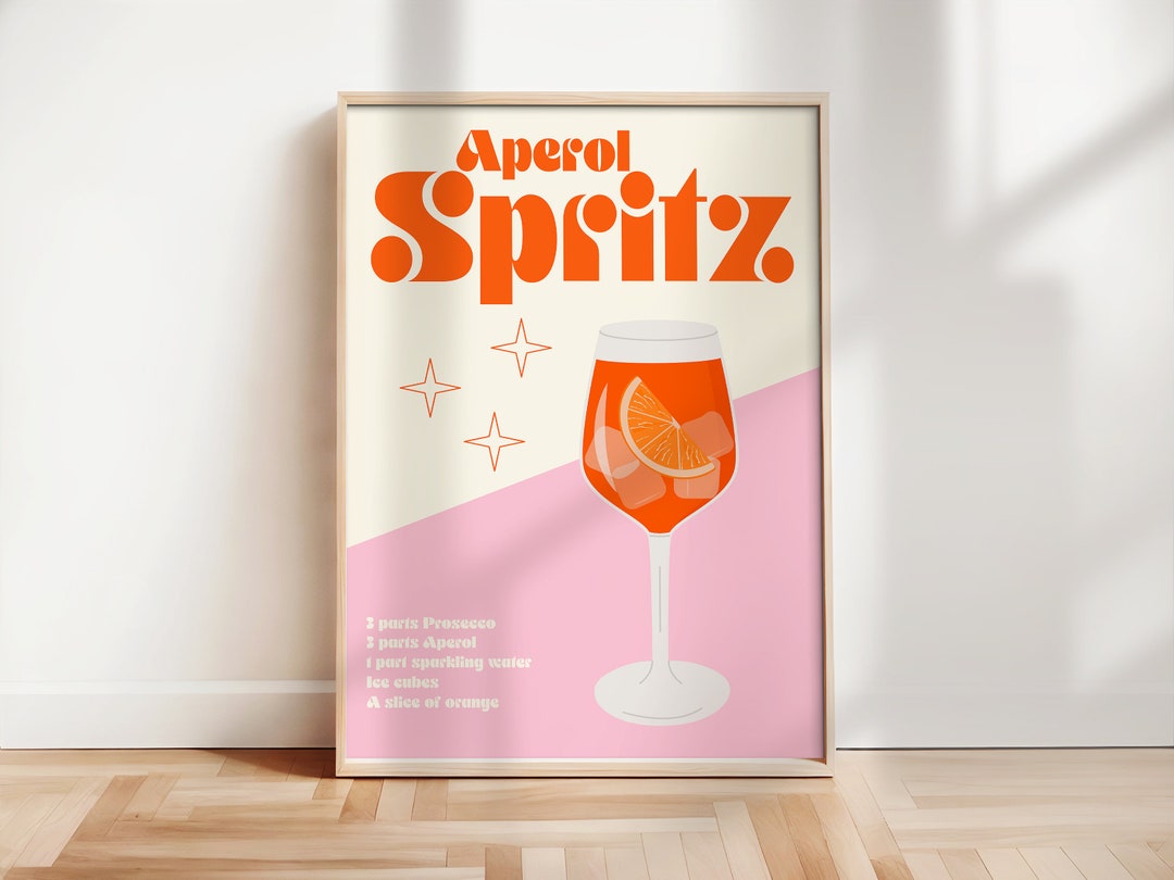 Retro Aperol Spritz Poster, MORE COLOURS, Bar Cart Wall Art, Aperol ...