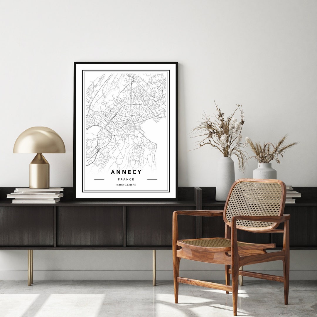 Annecy France Map Print, Annecy Map Poster, Map of Annecy France, Cutom ...