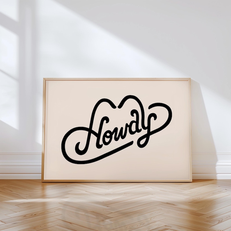Retro Howdy Print: Western Typography Art - Etsy